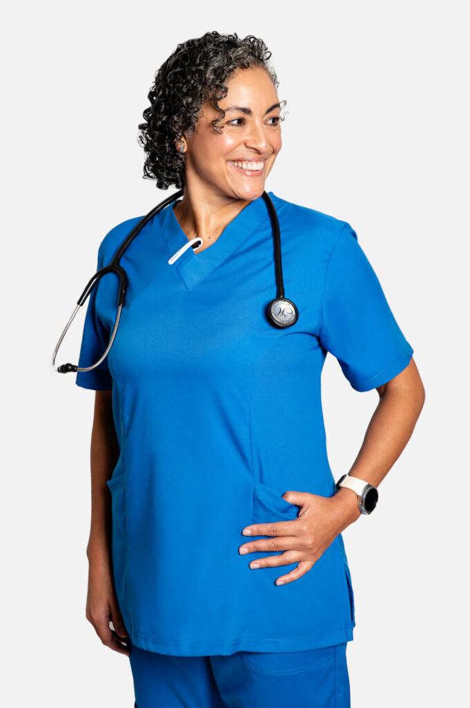 Female V-Neck Scrub Top - Lightweight & Professional
